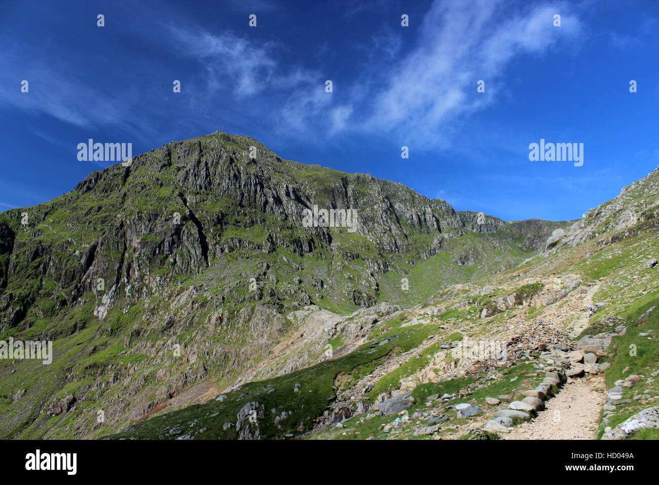 View from Pyg Path of Snowdon summit Snowdonia National Park Wales ...