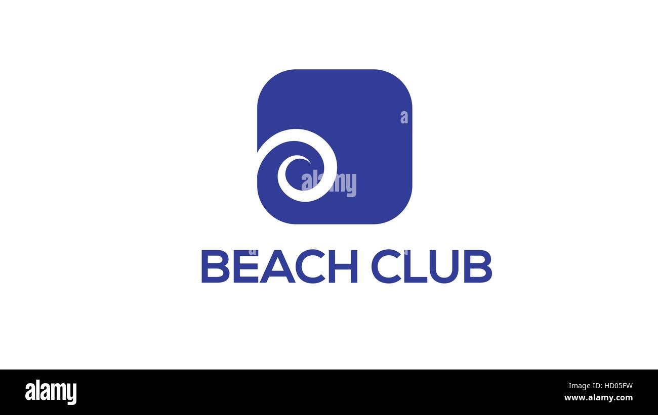Beach hotel vector logo design template. Wave emblem (sign, symbol ...