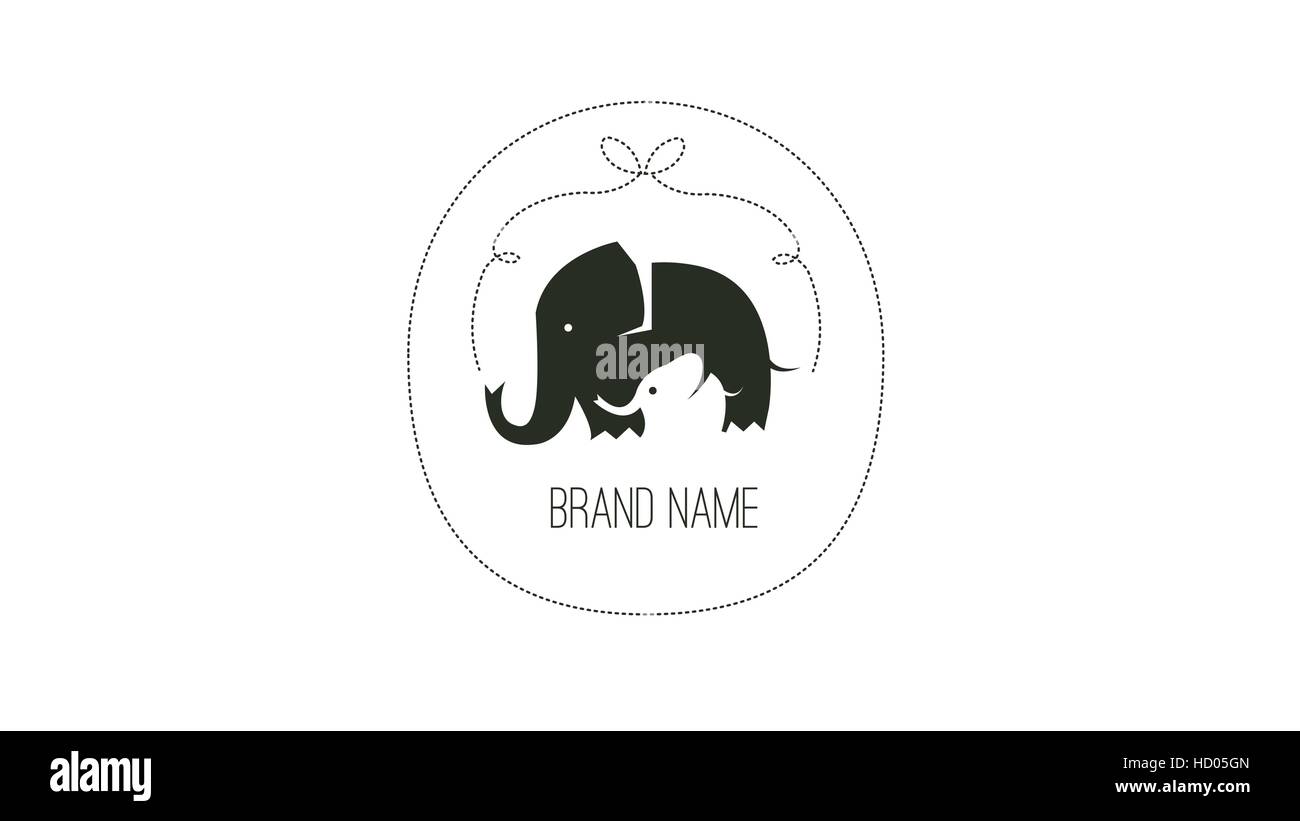Elephants vector logo design template. Kids illustration Stock Vector ...