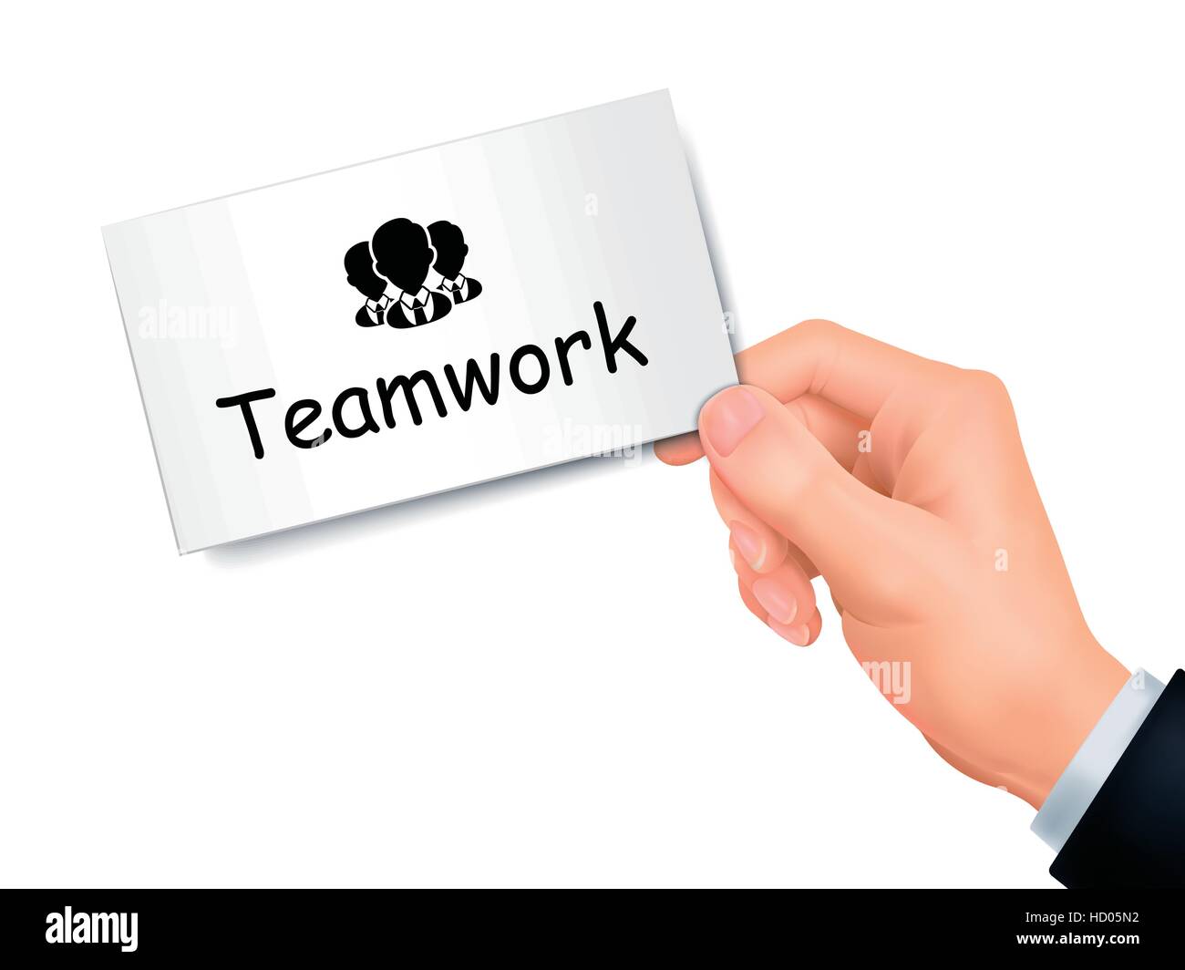 teamwork card in hand isolated over white background Stock Vector Image ...