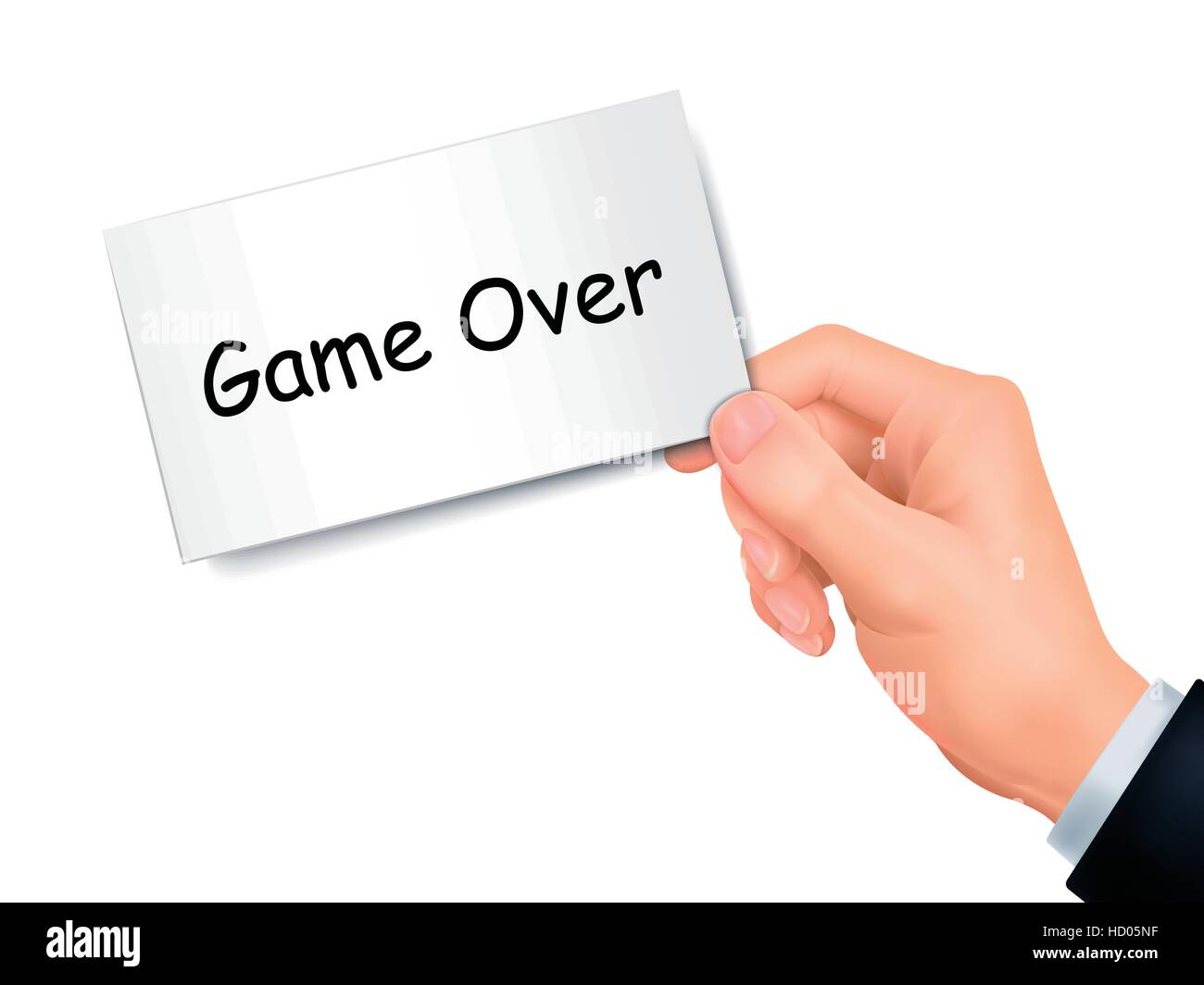 game over card in hand isolated over white background Stock Vector ...