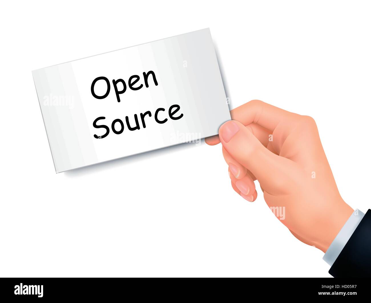 open source card in hand isolated over white background Stock Vector ...