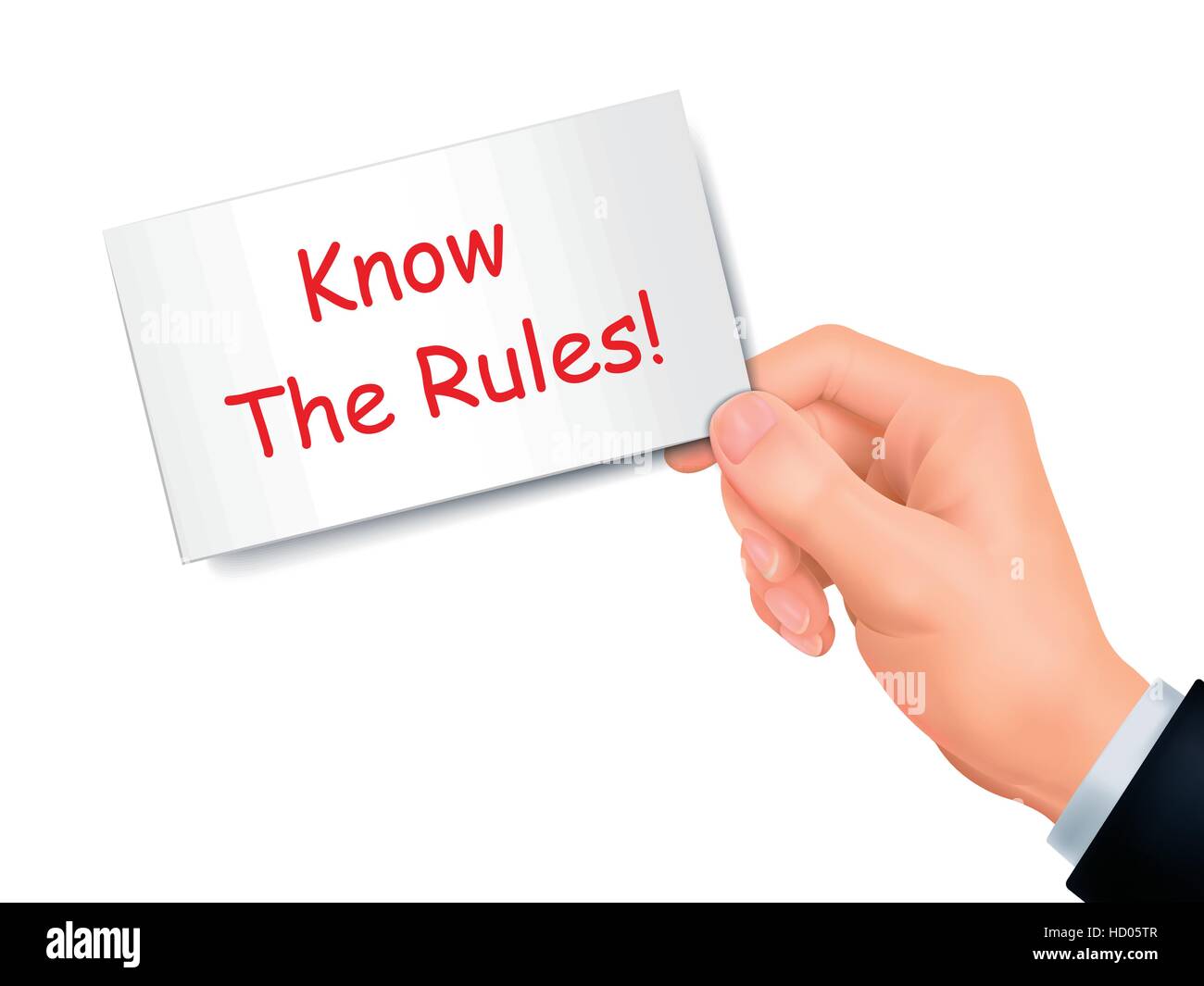 know the rules card in hand isolated over white background Stock Vector ...