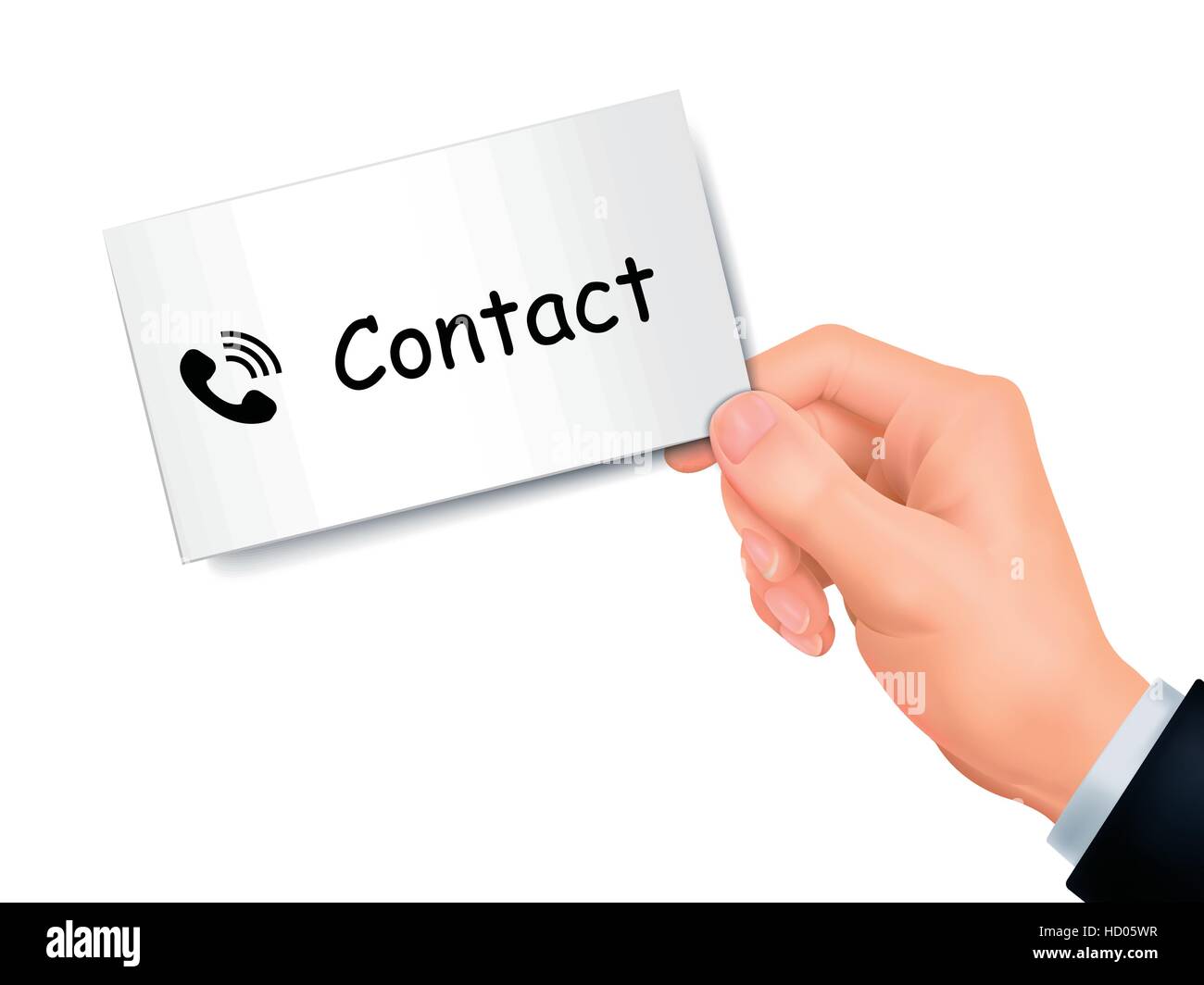 contact card in hand isolated over white background Stock Vector Image ...
