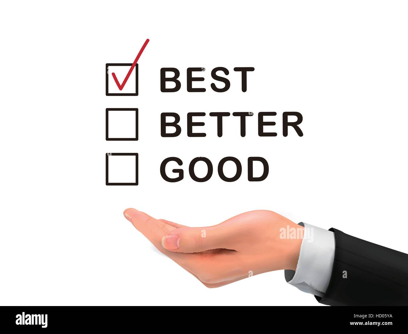 best word chosen by realistic hand over white background Stock Vector ...