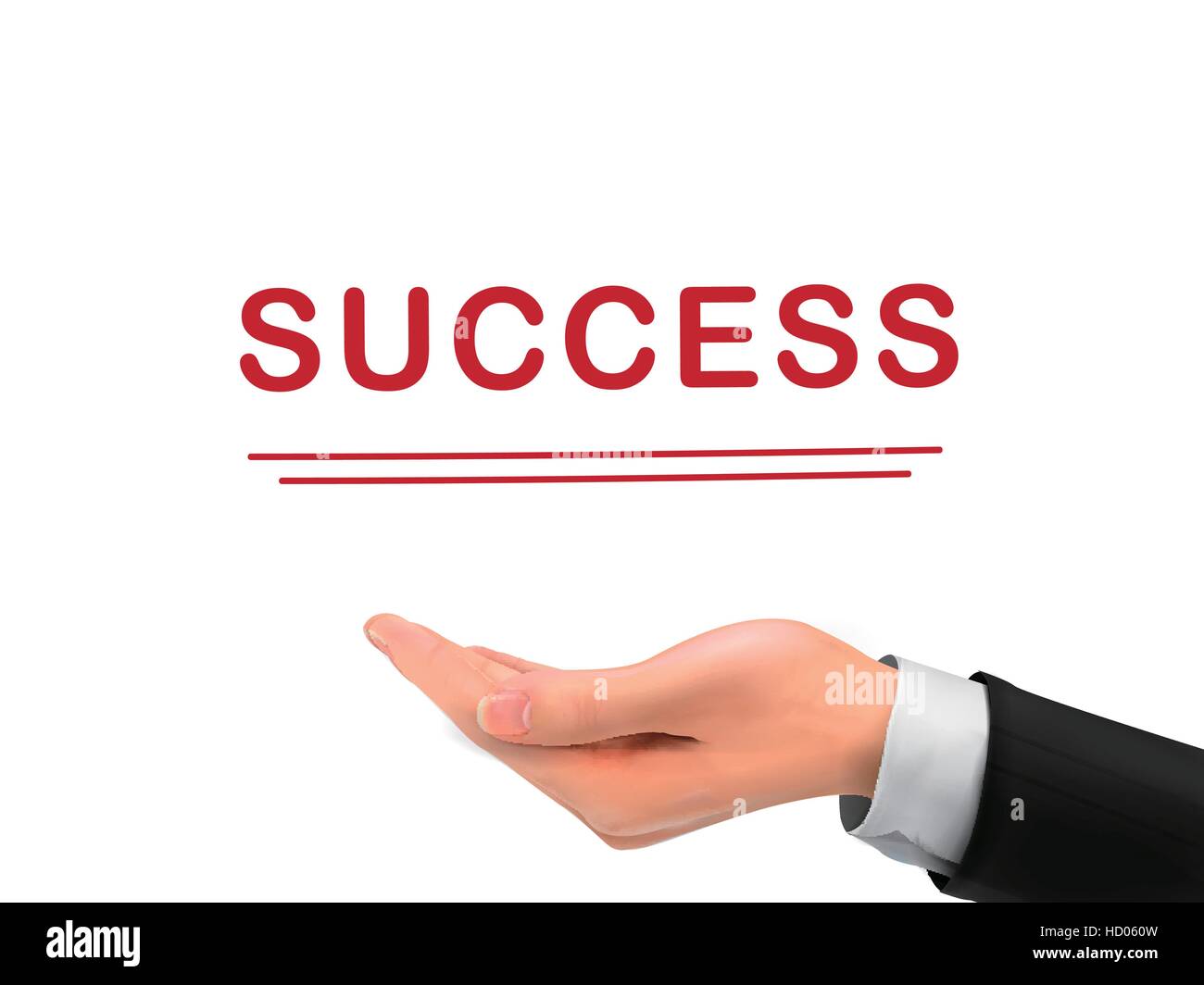 success word holding by realistic hand over white background Stock ...