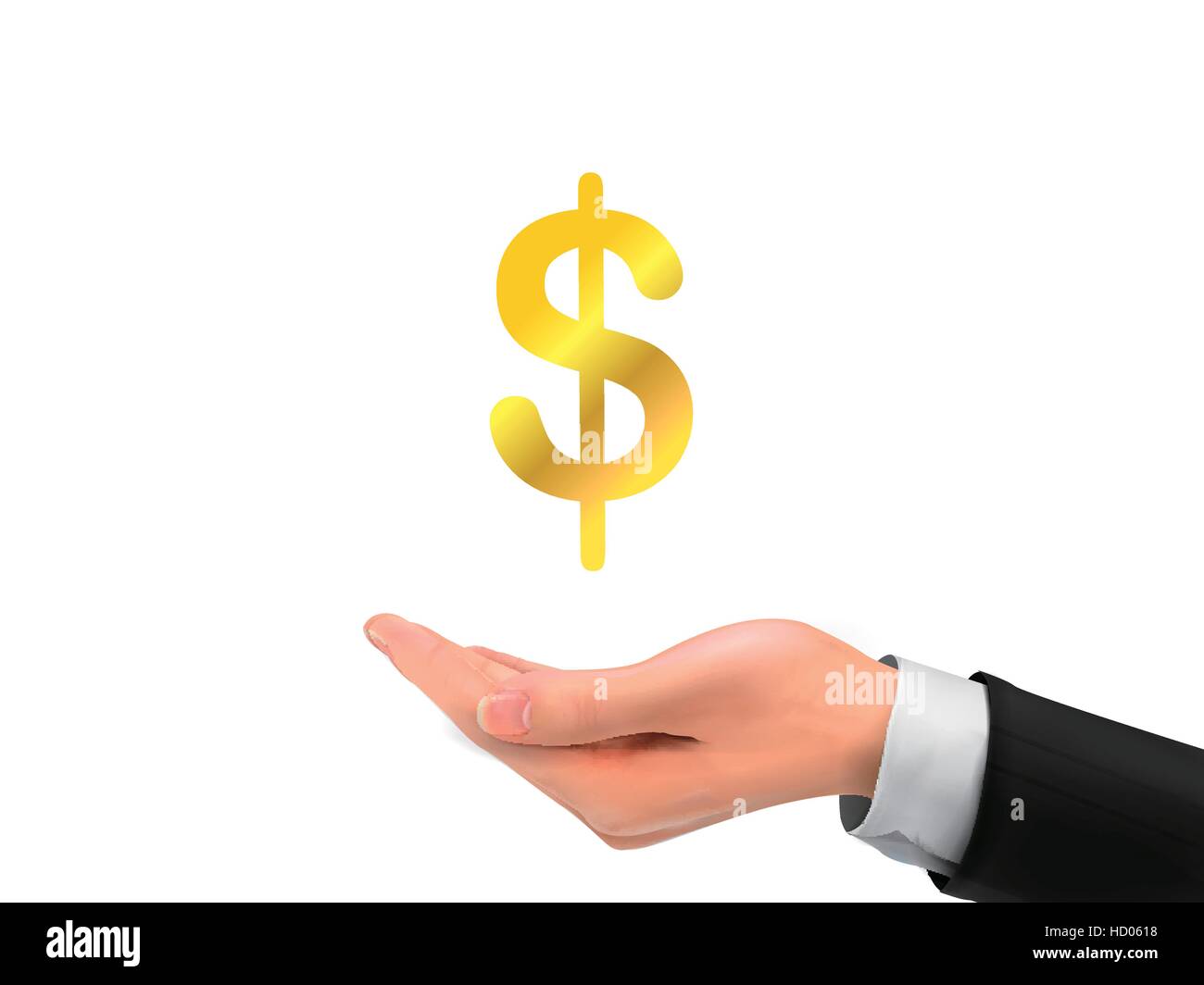 money icon holding by realistic hand over white background Stock Vector ...