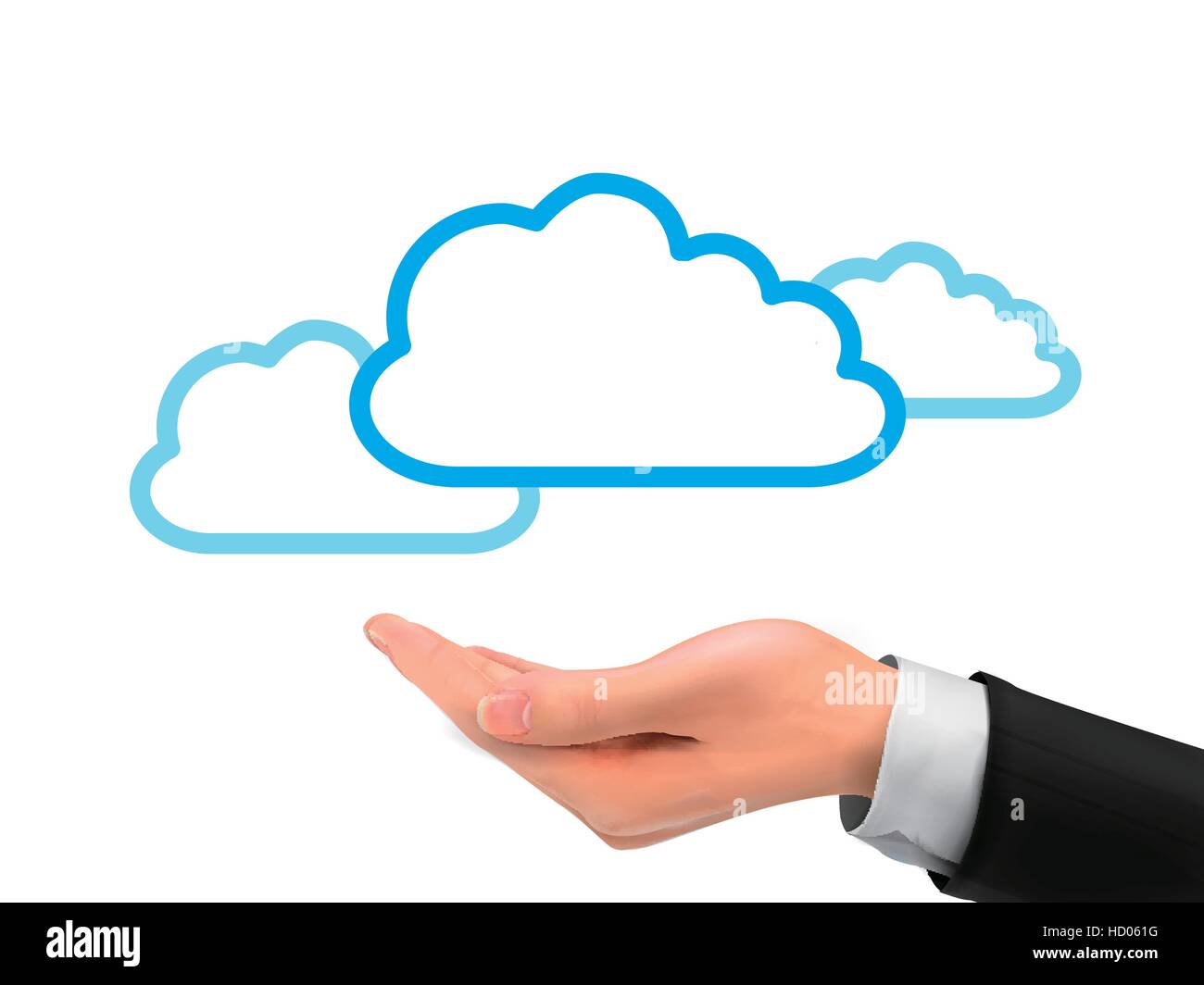 cloud computing icon holding by realistic hand over white background ...