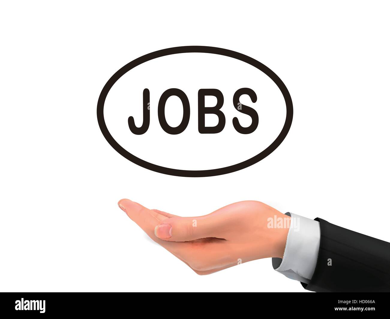 jobs word holding by realistic hand over white background Stock Vector ...