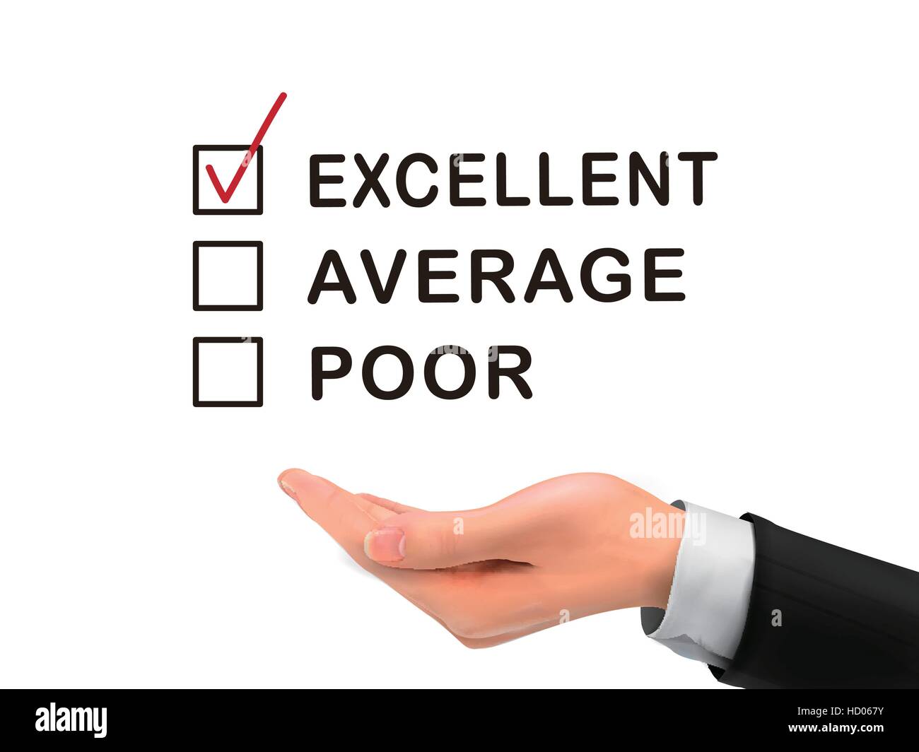 excellent chosen by realistic hand over white background Stock Vector ...