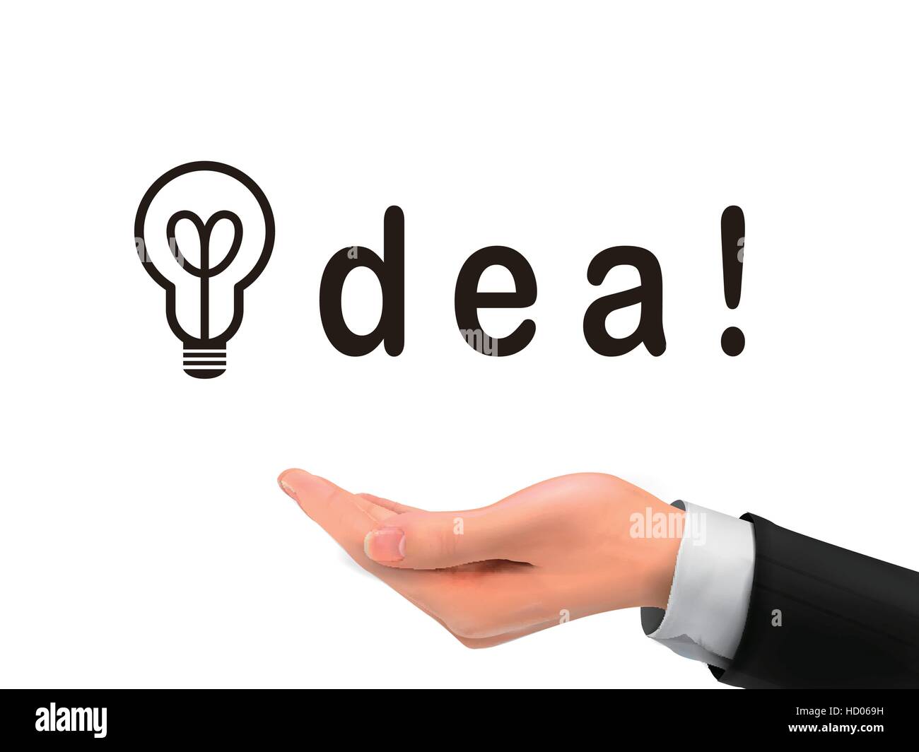 idea word holding by realistic hand over white background Stock Vector ...