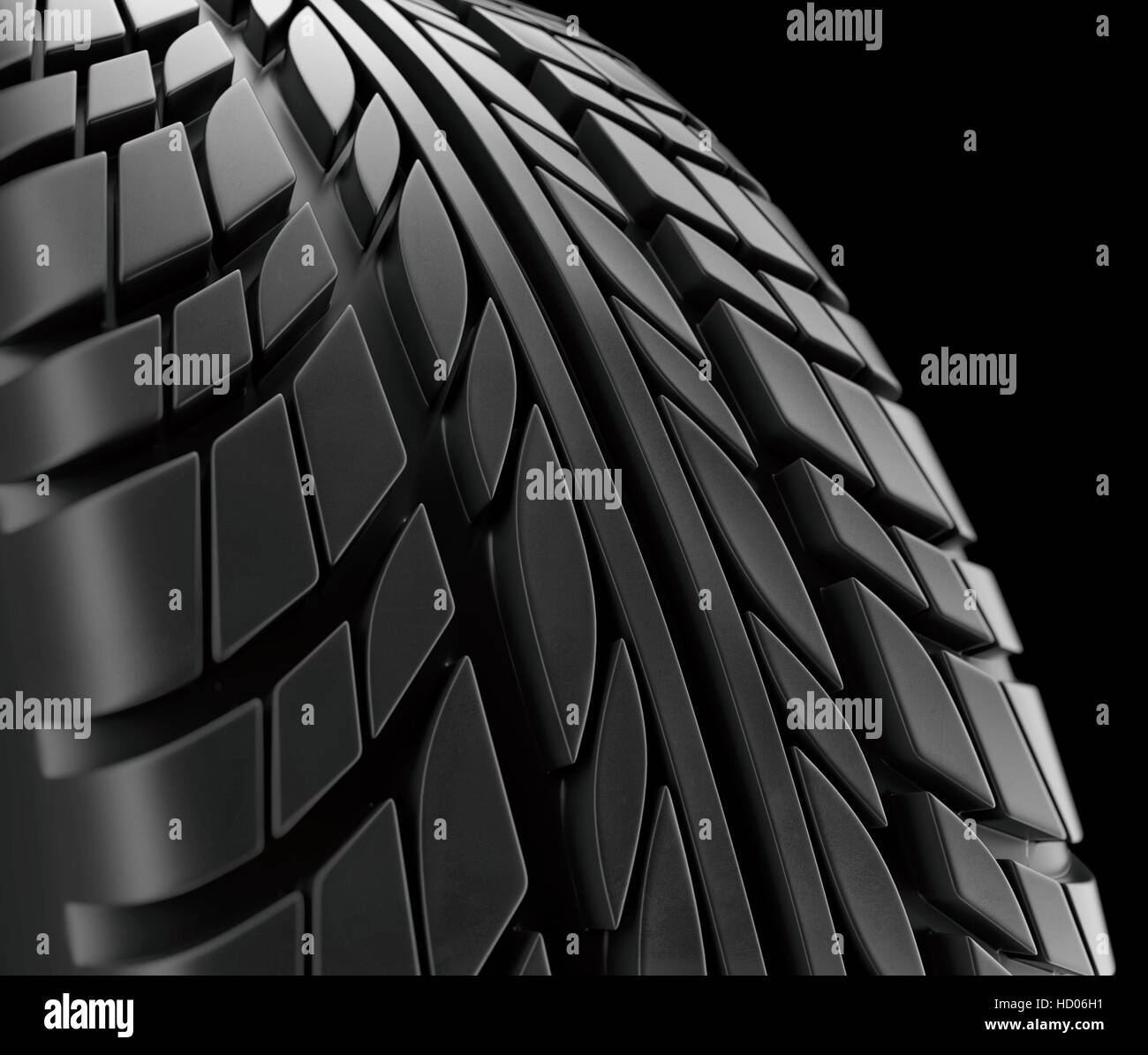 Car tires close-up Winter wheel profile structure on black background - 3d rendering Stock Photo ...