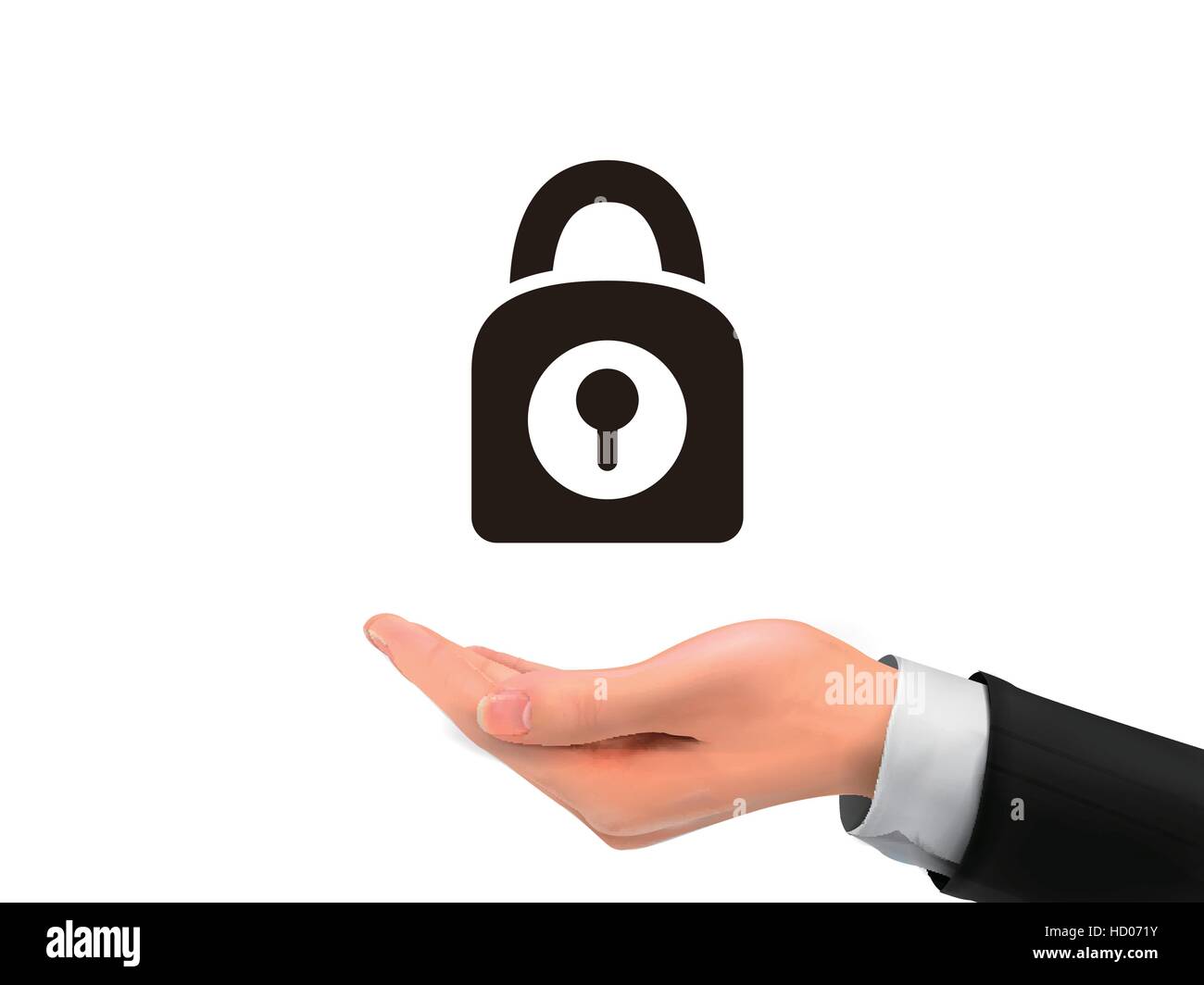 Businessman holding key padlock Stock Vector Images - Alamy