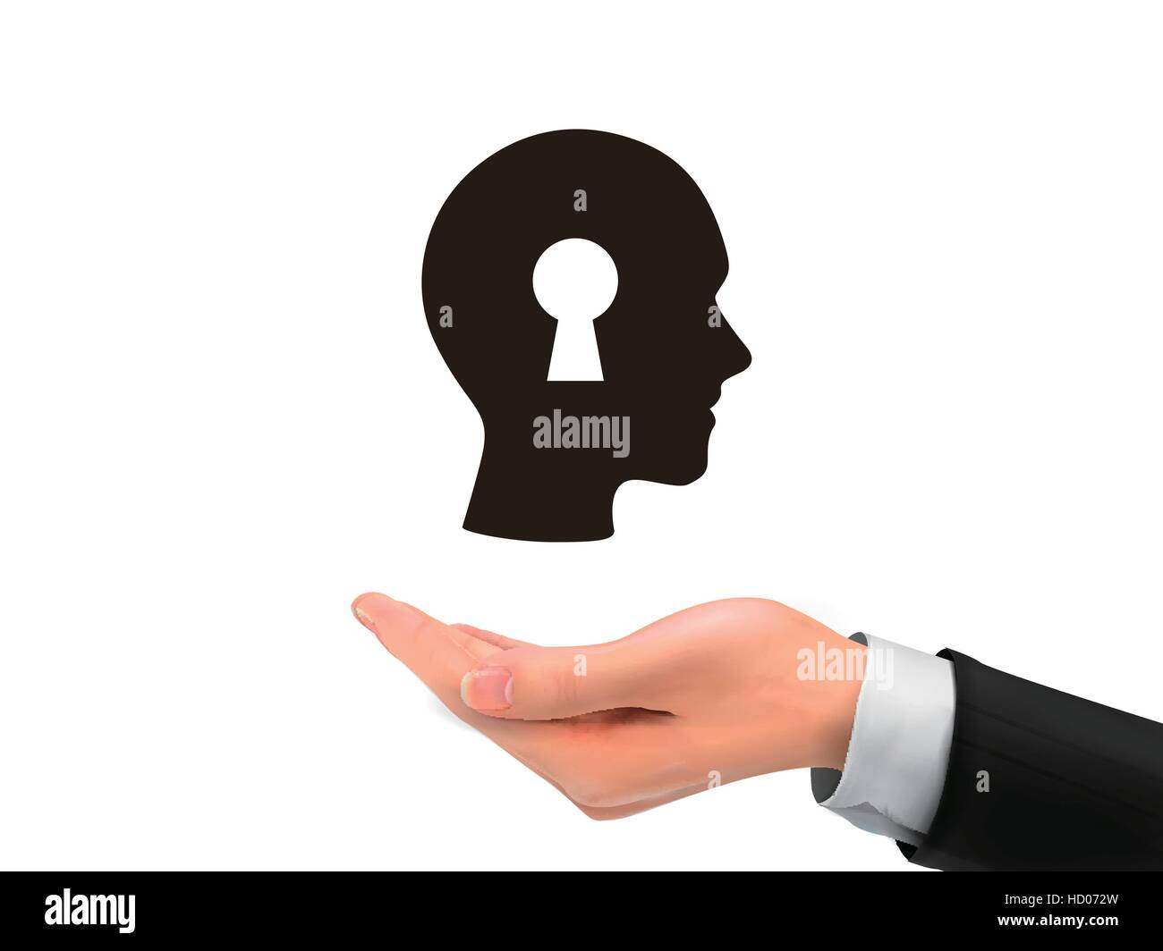 identity security icon holding by realistic hand over white background ...