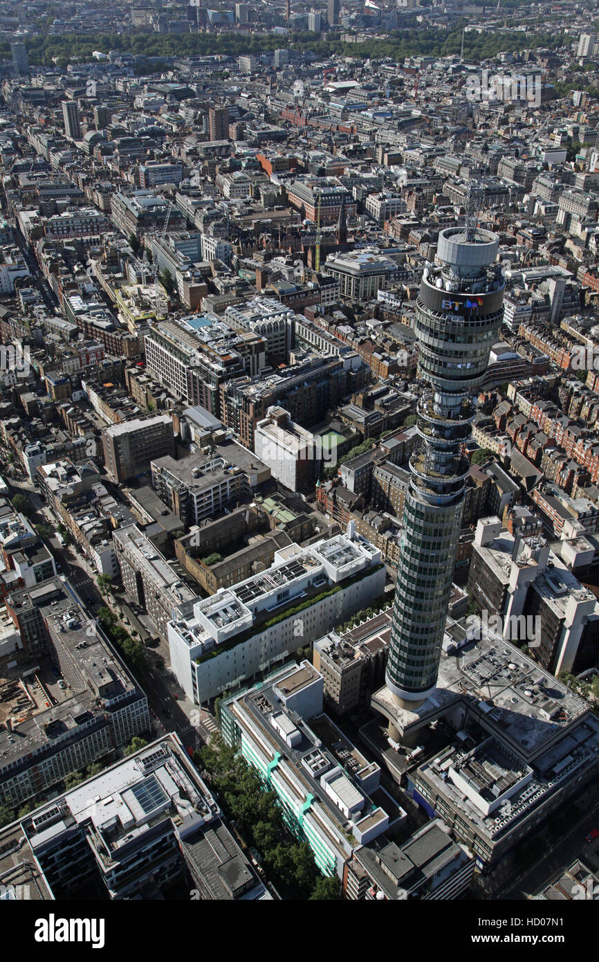 aerial view of the BT Tower in Fitzrovia, London, England, UK Stock ...