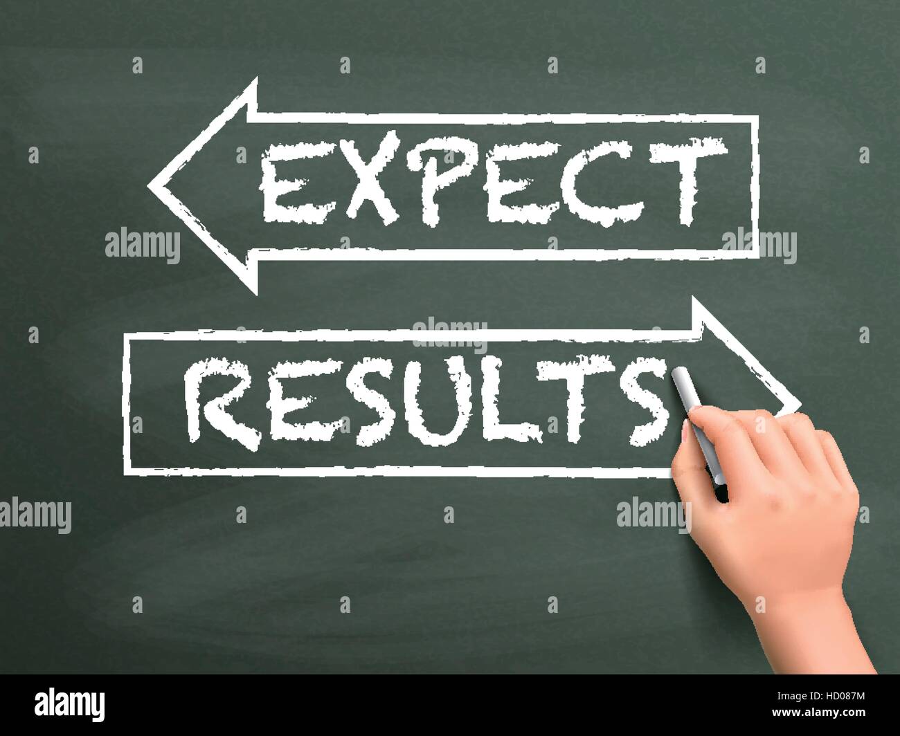 results and expect words drawn by hand on blackboard Stock Vector Image ...