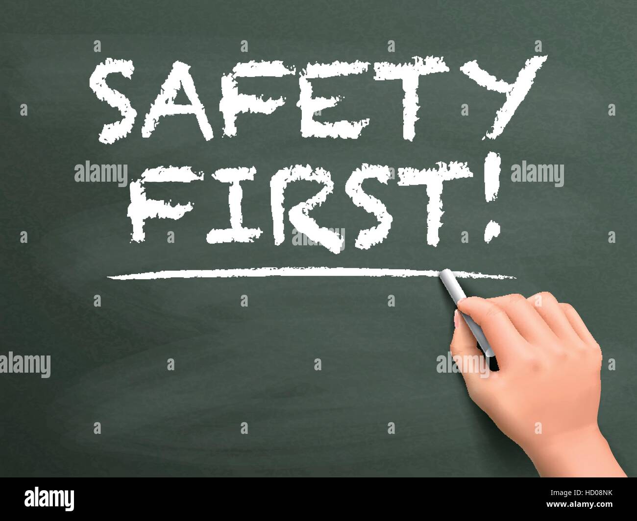 safety first words written by hand on blackboard Stock Vector Image ...