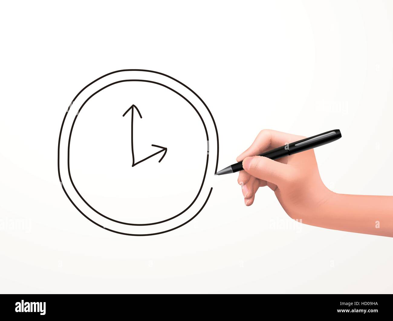clock icon drawn by human hand over white background Stock Vector Image ...