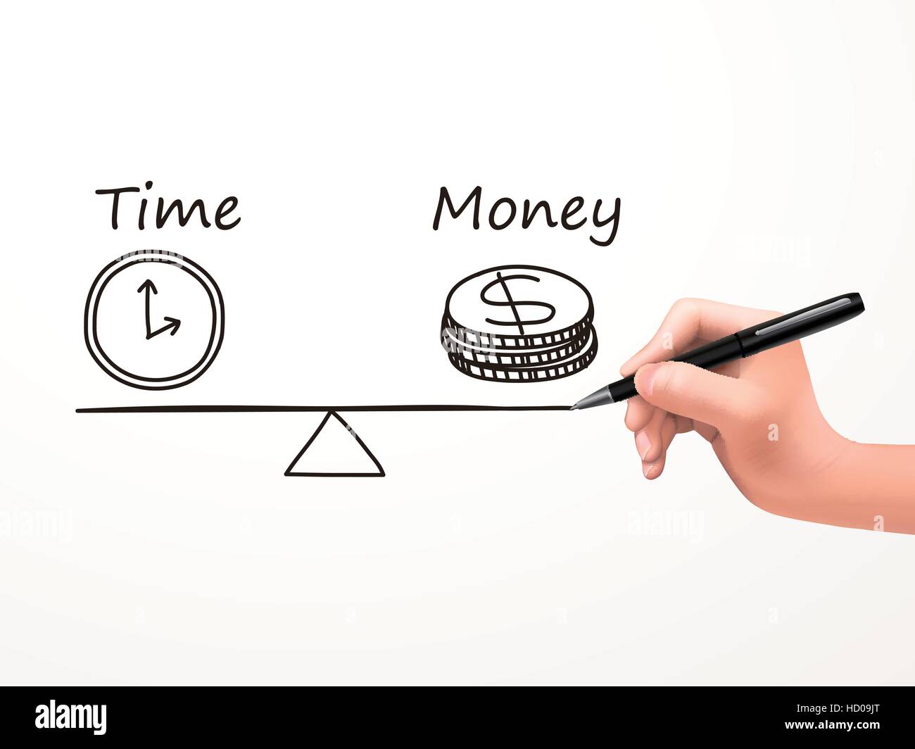 time is money icon drawn by human hand over white background Stock ...