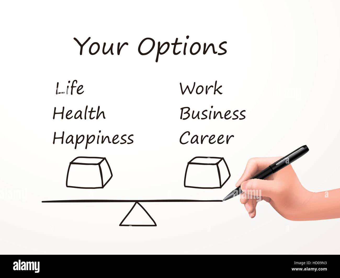 life and career balance drawn by human hand over white background Stock ...