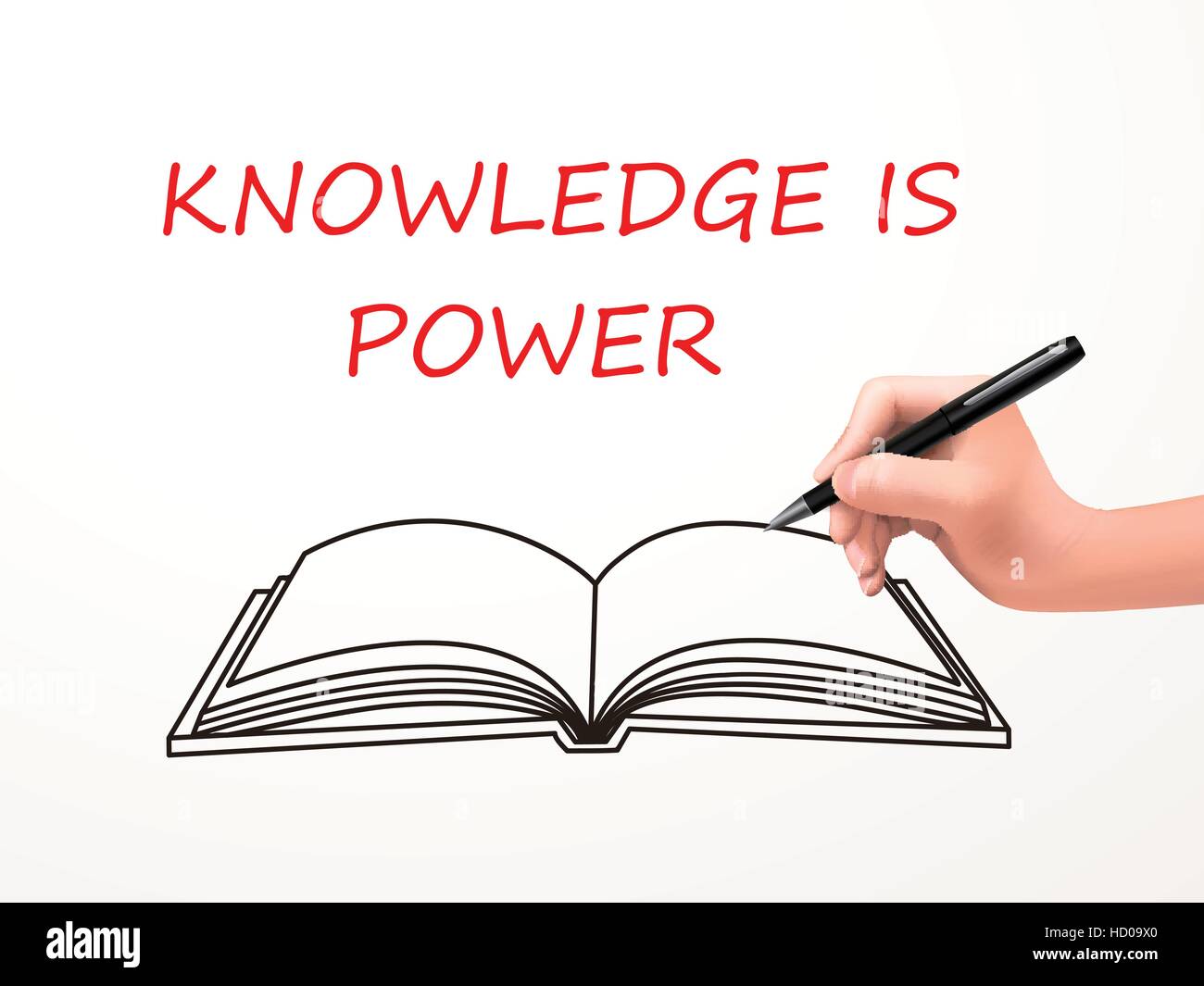 knowledge is power written by human hand over white background Stock ...