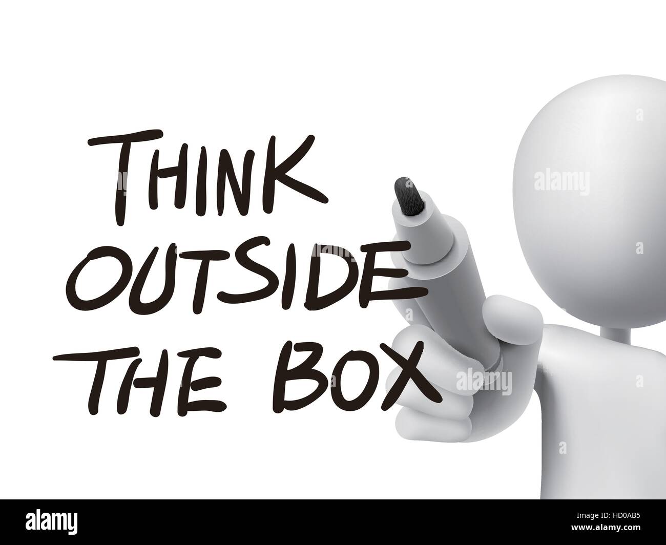 think outside the box written by 3d man over transparent board Stock ...