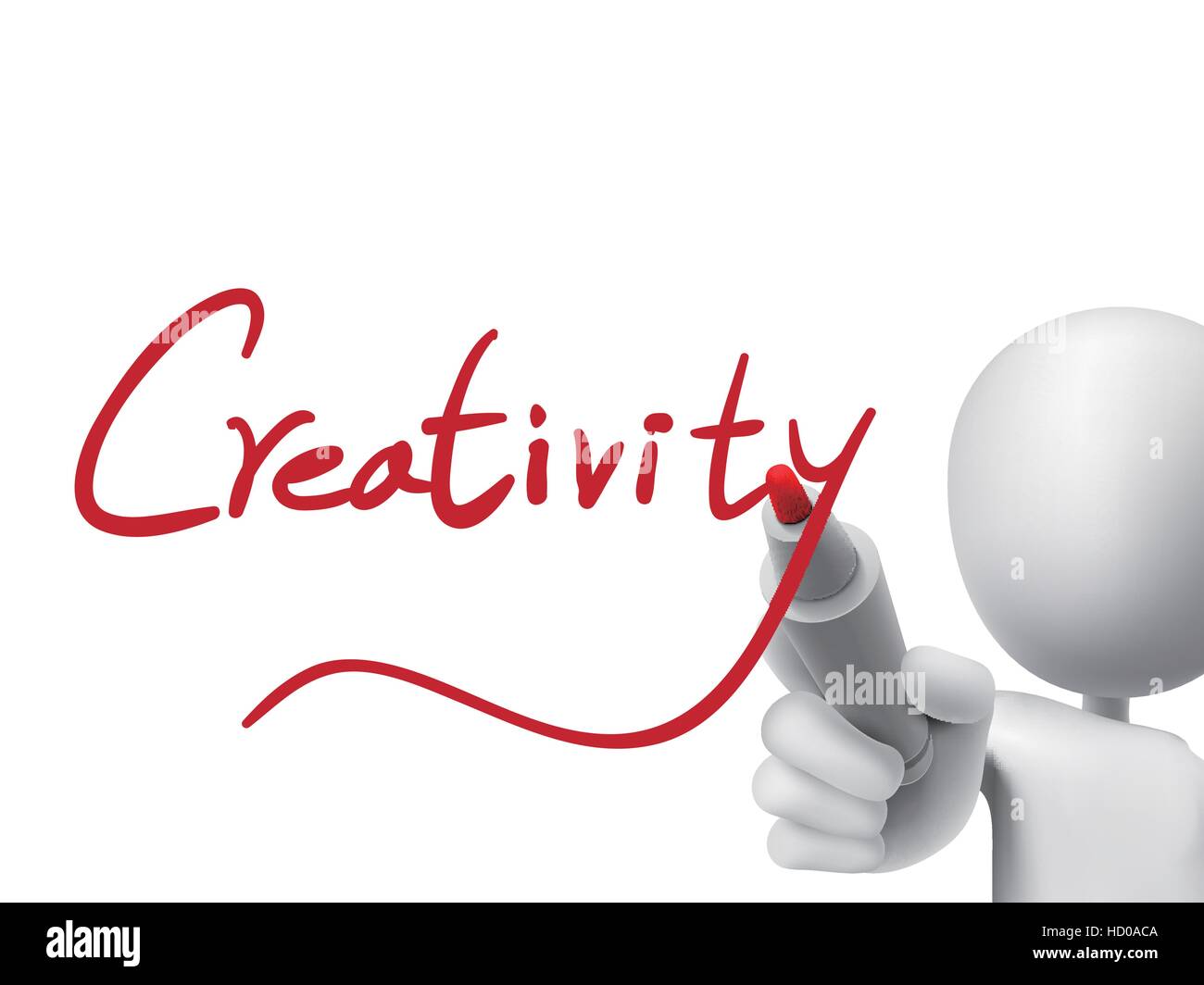 creativity word written by 3d man over transparent board Stock Vector ...