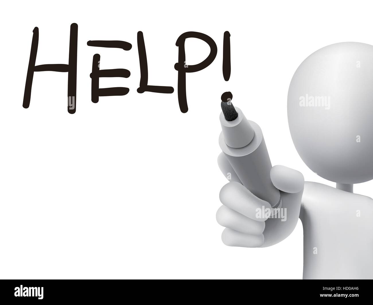 HELP word written by 3d man over transparent board Stock Vector Image ...