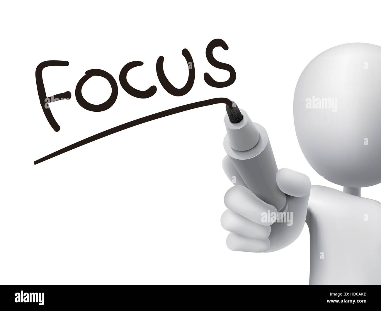 focus word written by 3d man over transparent board Stock Vector Image ...