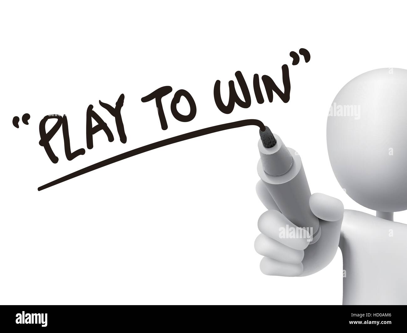 play to win words written by 3d man over transparent board Stock Vector ...