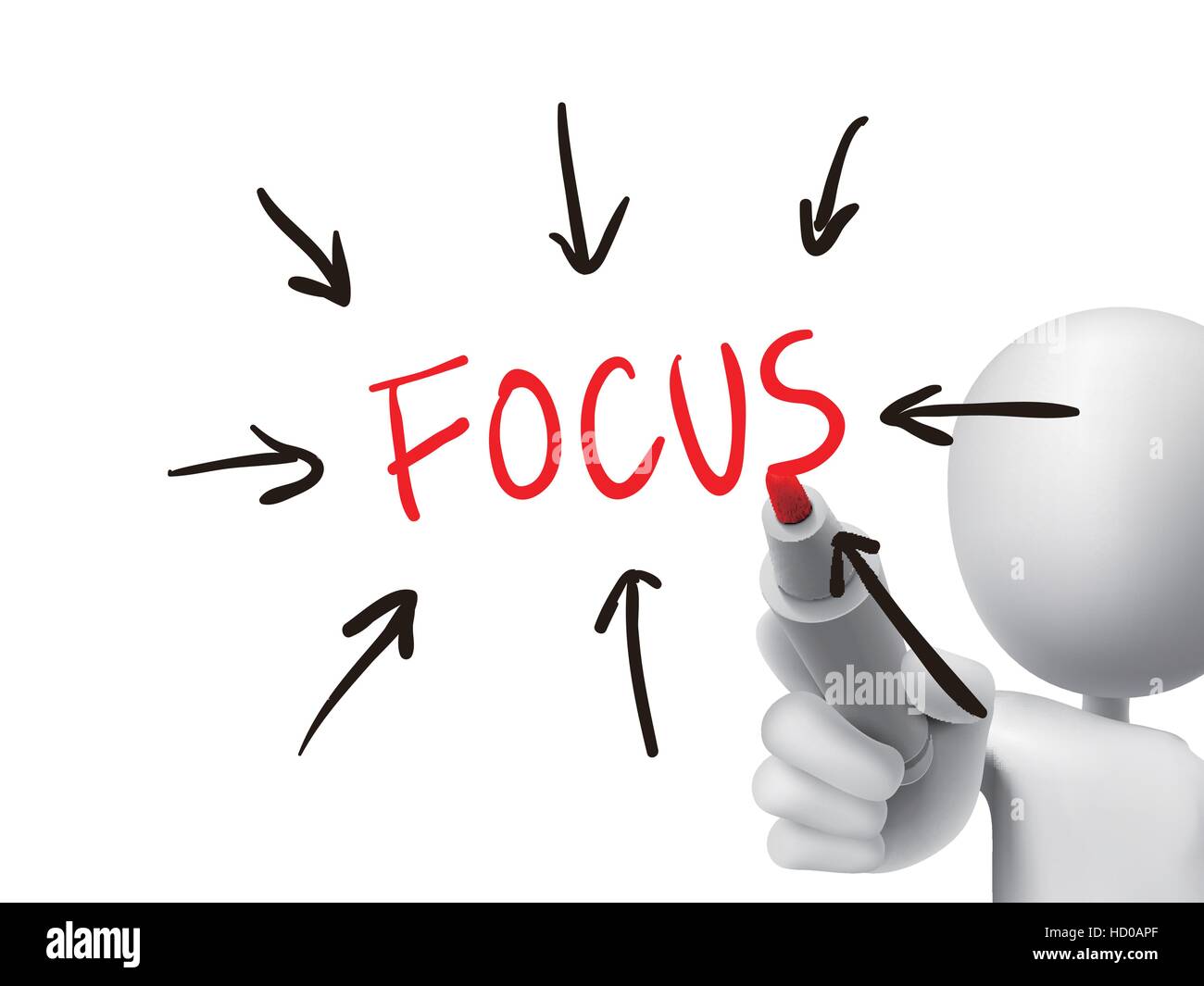 focus word written by 3d man over transparent board Stock Vector Image ...