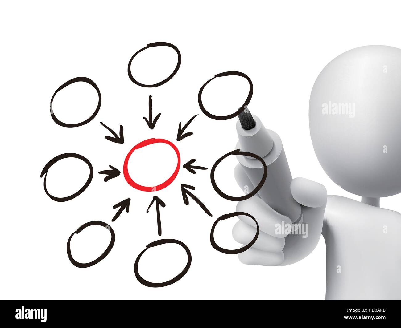blank flow chart drawn by 3d man over transparent board Stock Vector ...
