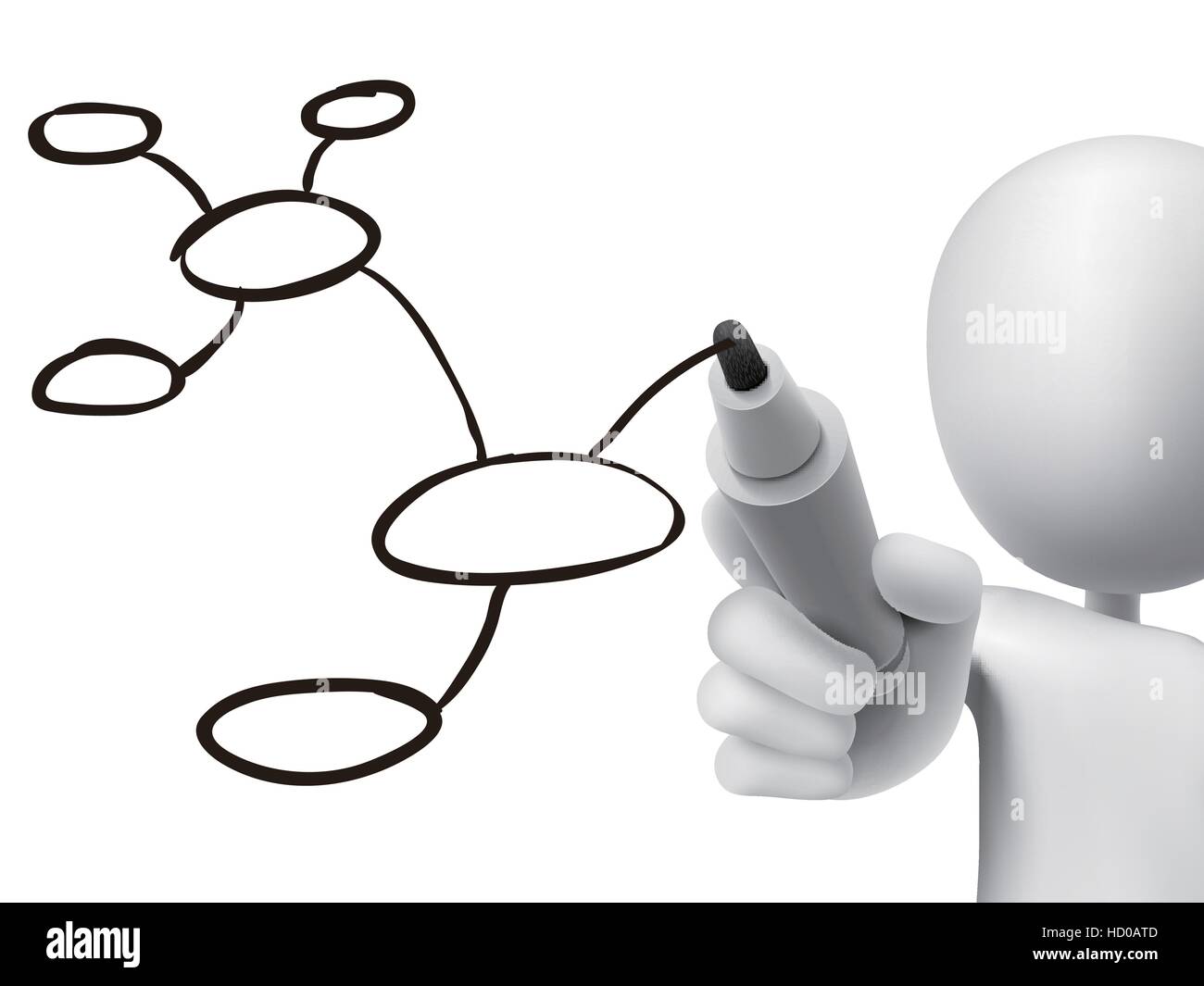 organization chart drawn by 3d man over transparent board Stock Vector ...
