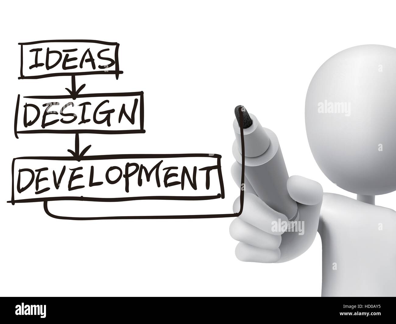 design progress drawn by 3d man over transparent board Stock Vector ...