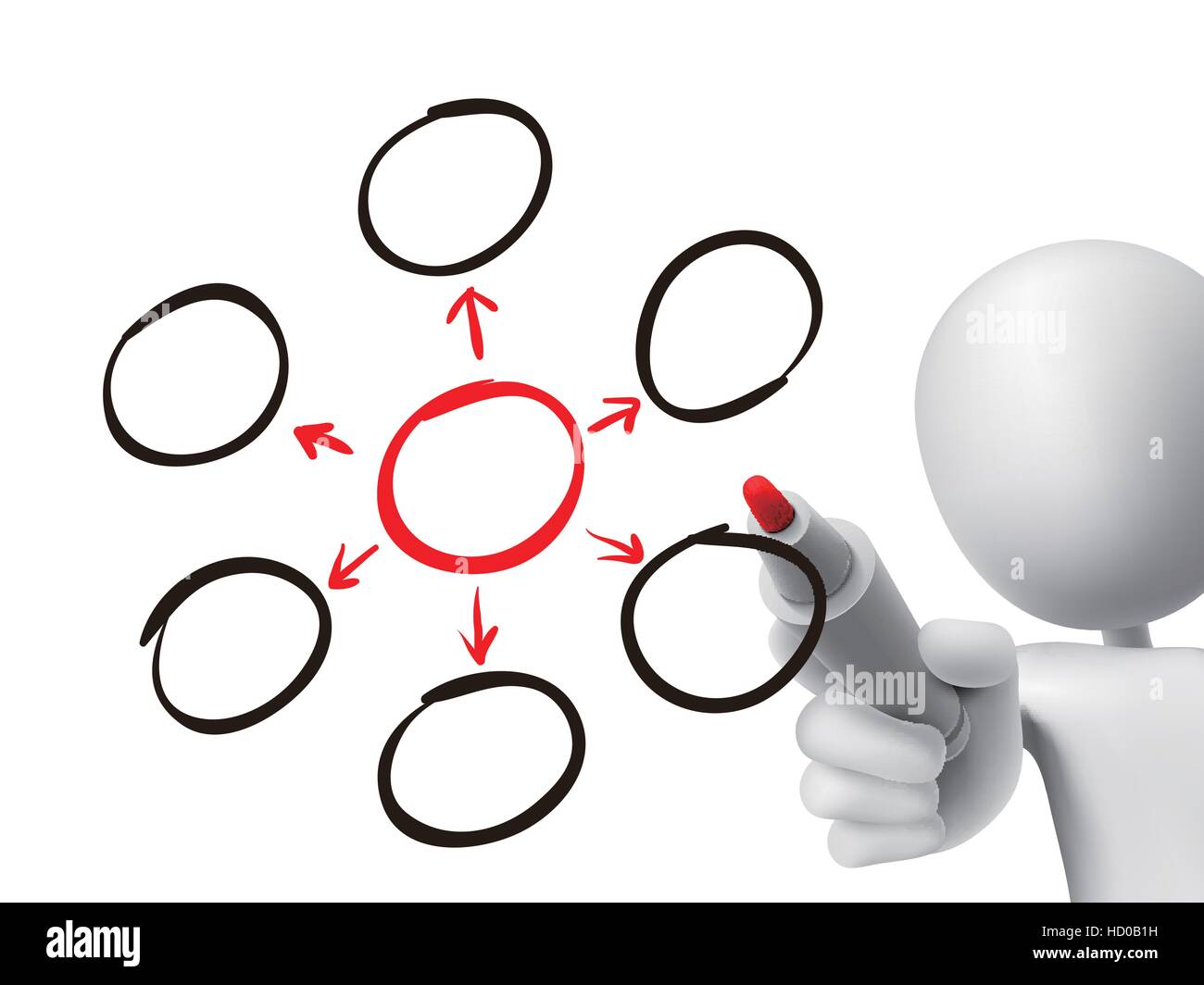 empty diagram drawn by 3d man over transparent board Stock Vector Image ...