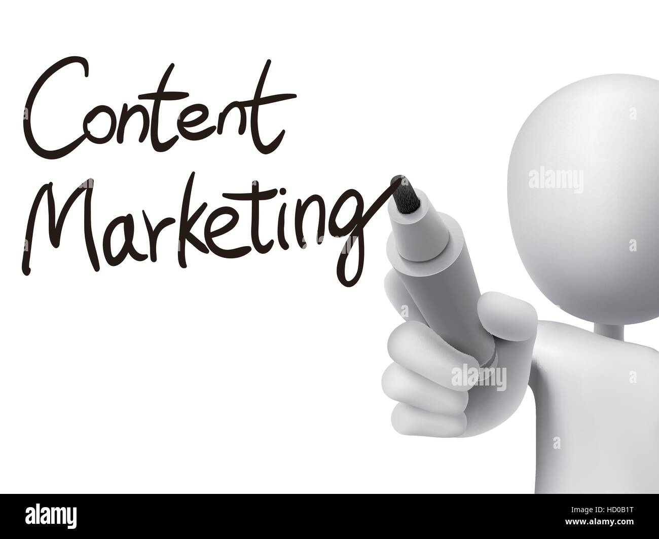 content marketing written by 3d man over transparent board Stock Vector ...