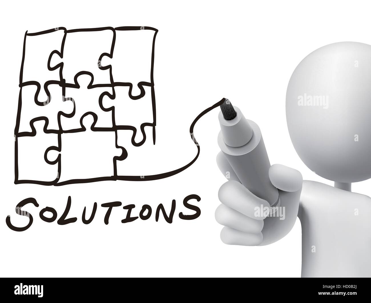 puzzle drawn by 3d man over transparent board Stock Vector Image & Art ...