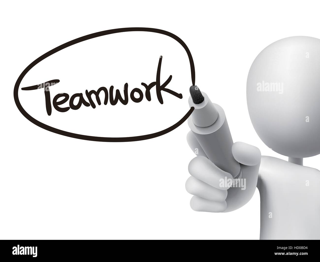 teamwork word written by 3d man over transparent board Stock Vector ...