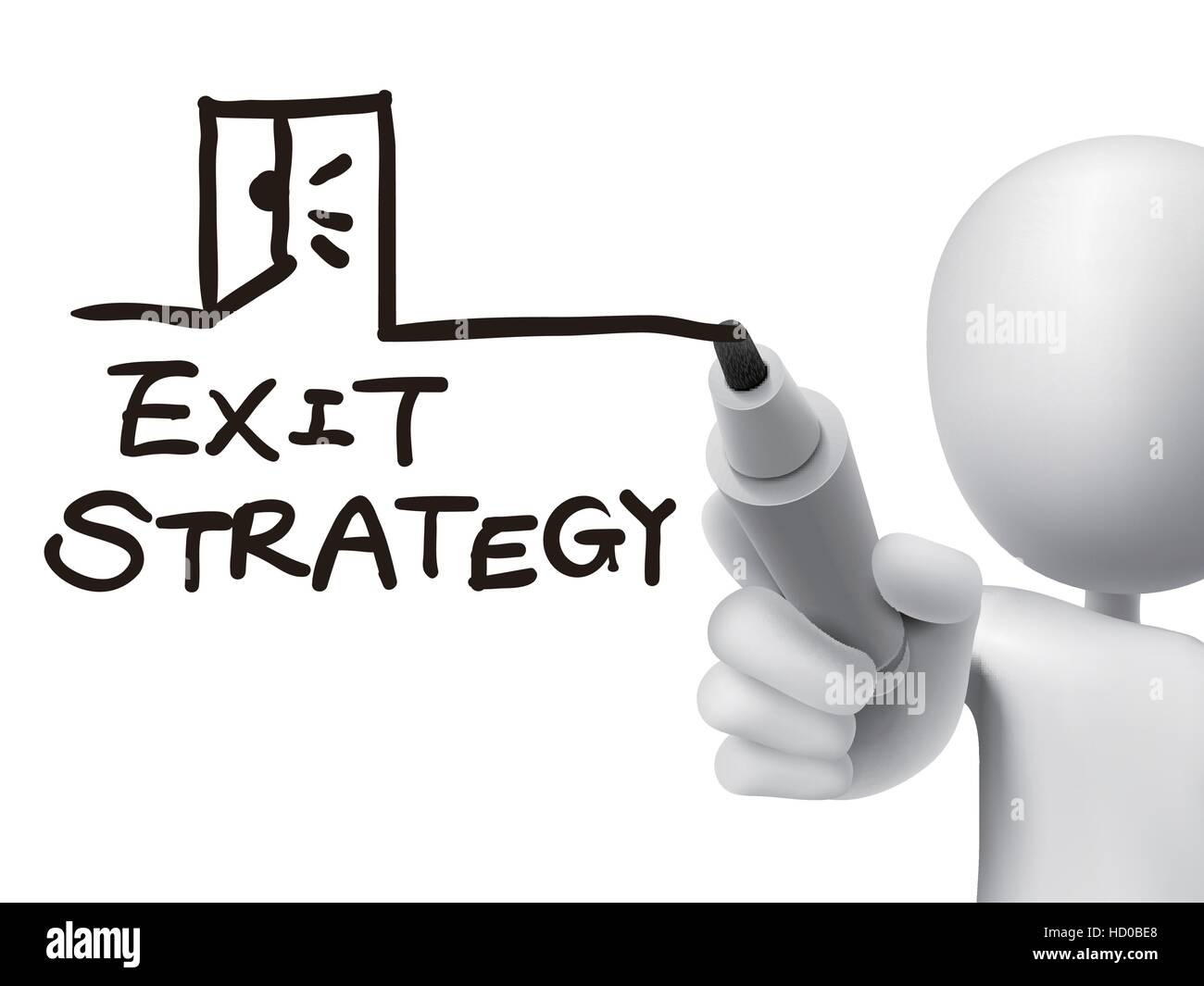 exit strategy words written by 3d man over transparent board Stock ...