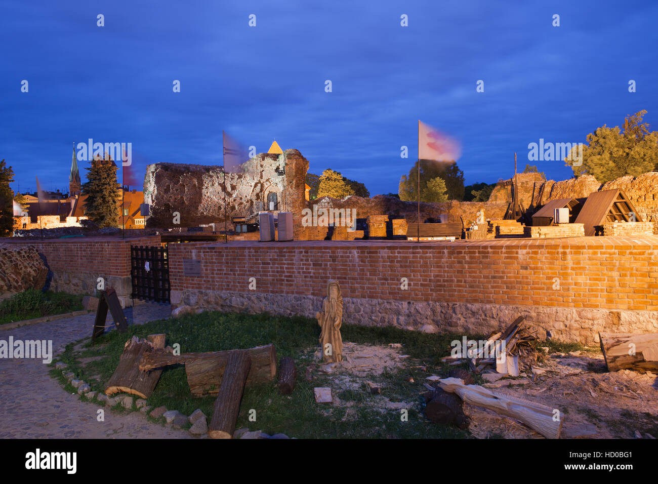 Teutonic Knights Castle at night in Torun, Poland Stock Photo - Alamy