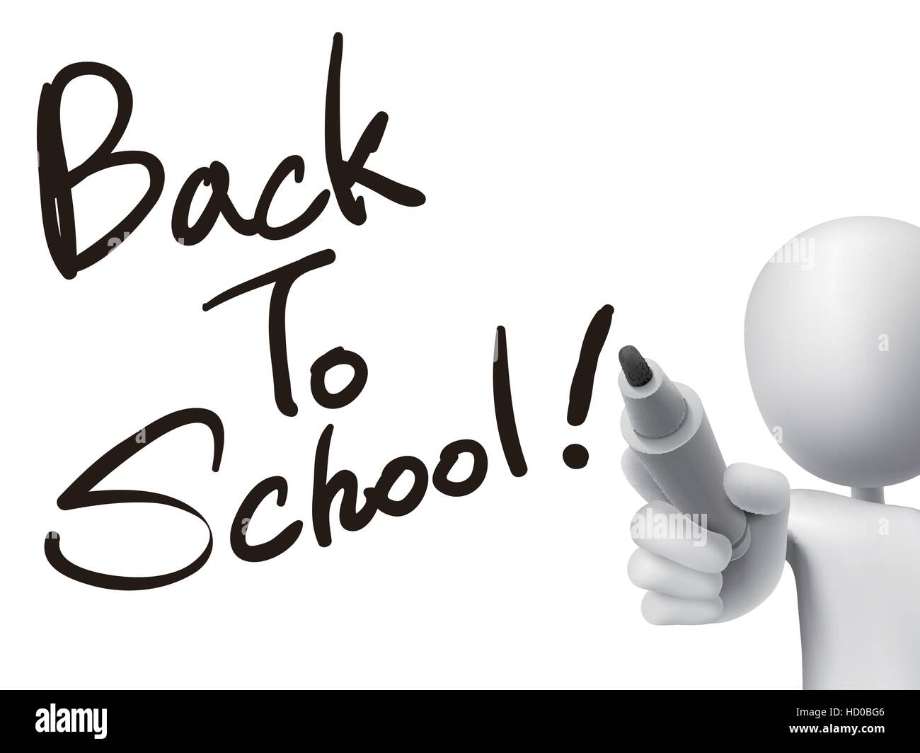 back to school words written by 3d man over transparent board Stock ...