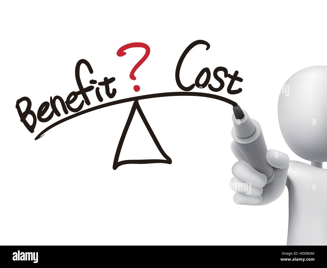 balance between benefit and cost written by 3d man over transparent ...