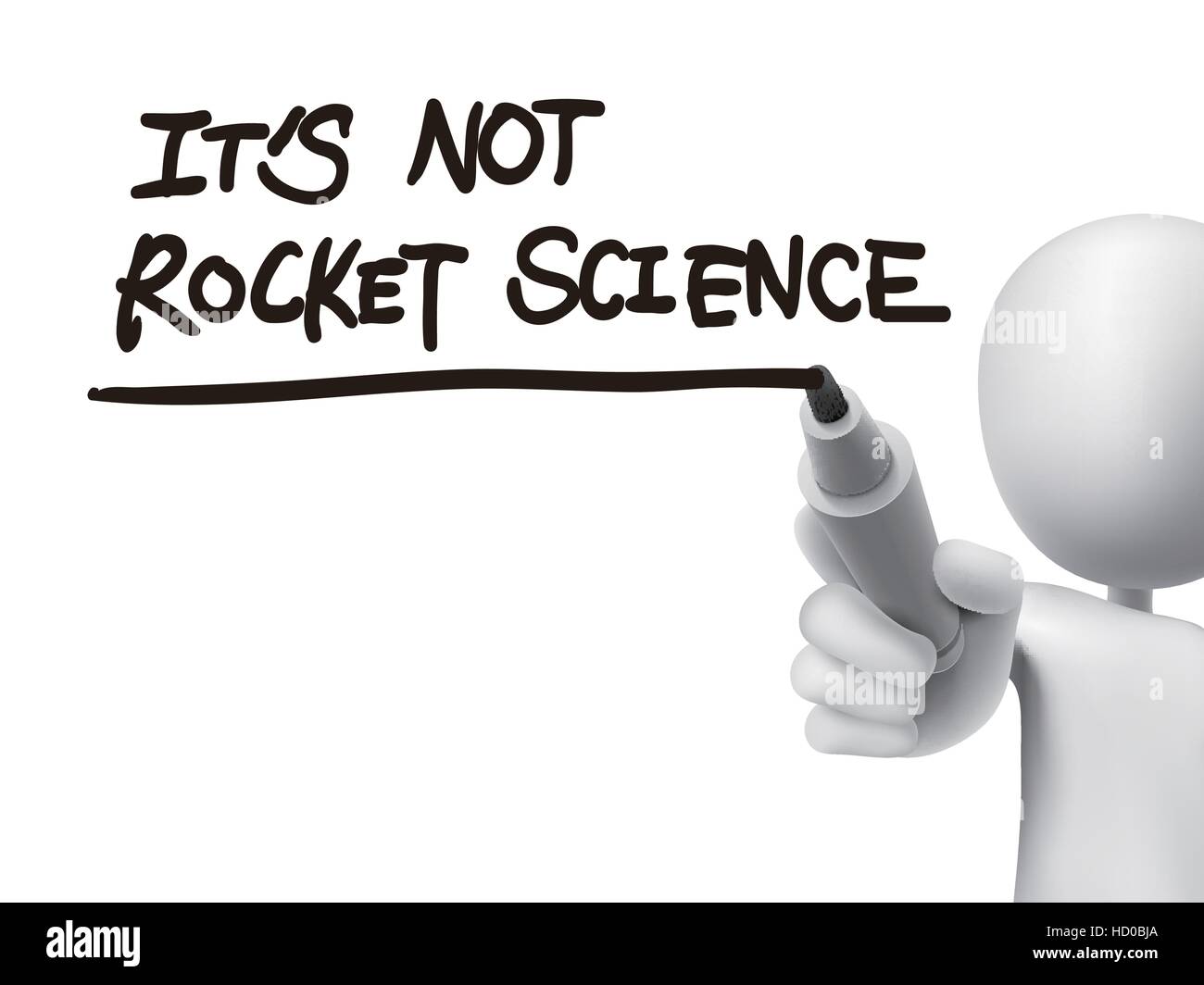 it is not rocket science words written by 3d man over transparent board ...