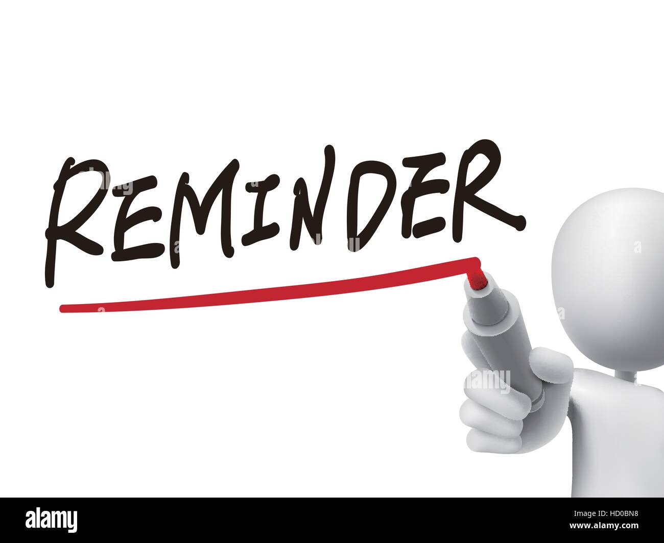 reminder word written by 3d man over transparent board Stock Vector ...
