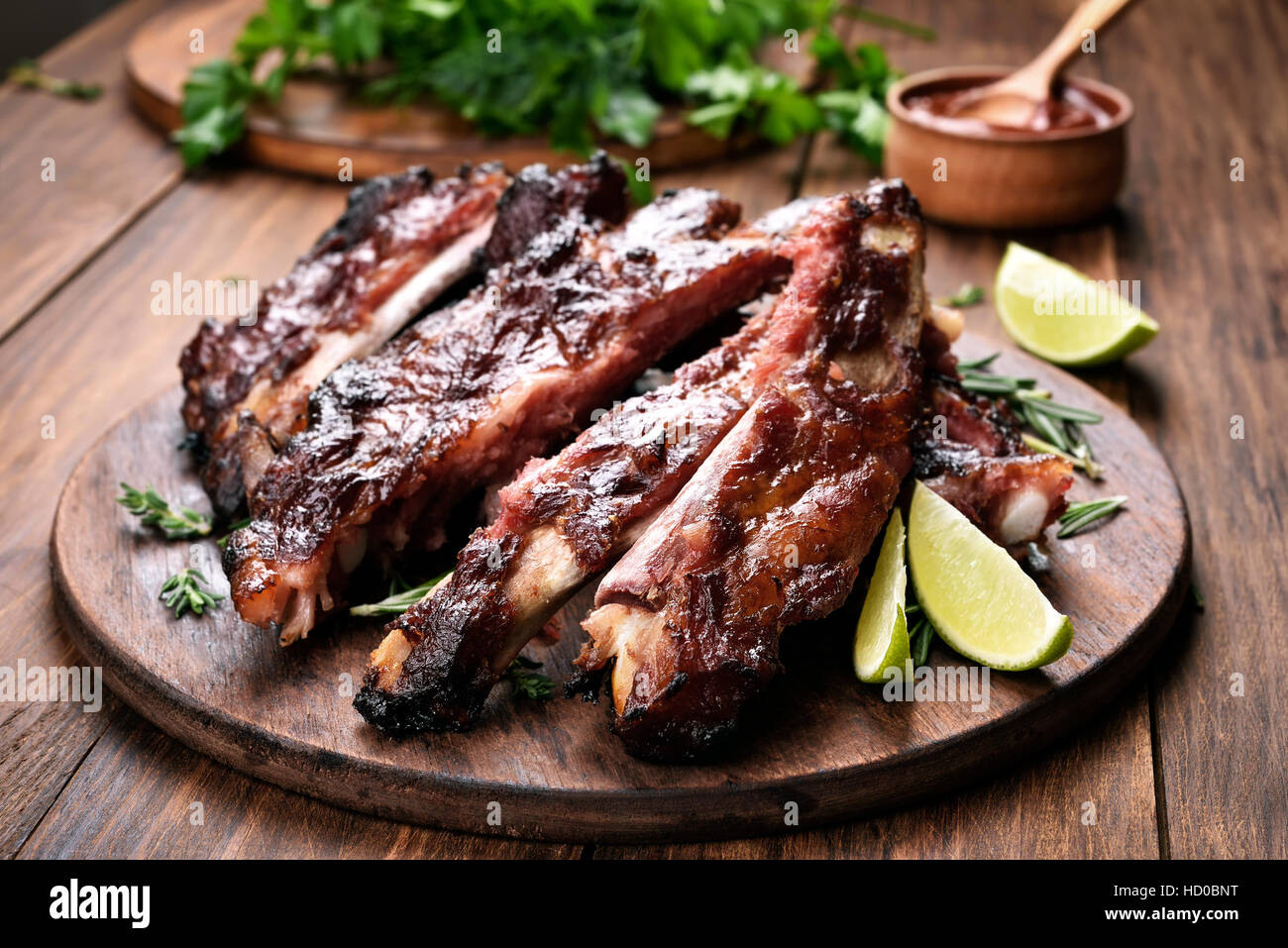 Cutting beef ribs on wooden hi-res stock photography and images - Alamy