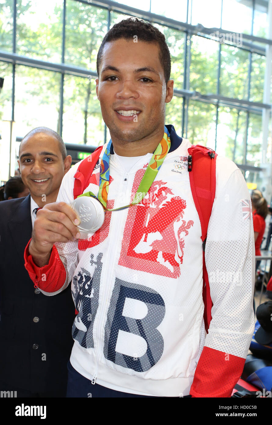 Team GB Arrivals back to UK from Rio Olympics 2016 Featuring: Joe Joyce ...