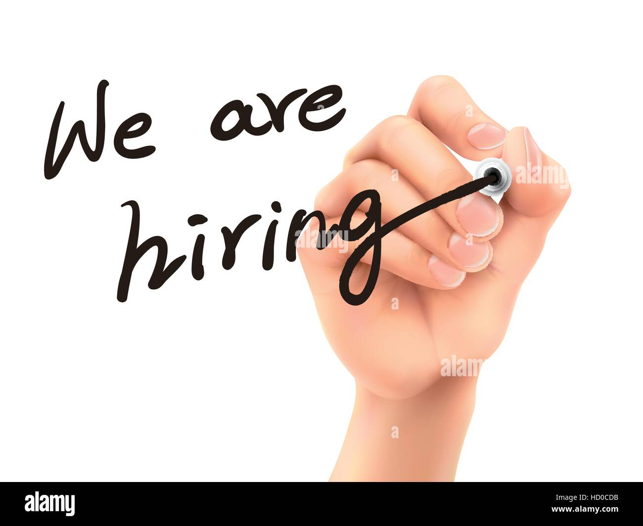 we are hiring words written by hand on a transparent board Stock Vector ...