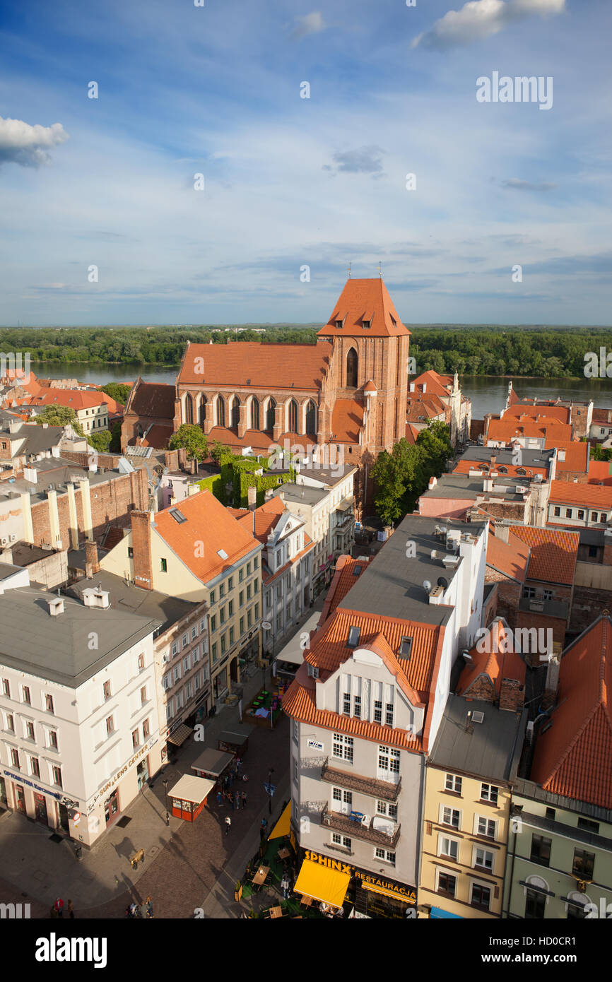 Cityscape of Torun in Poland, view over historic city centre towards ...