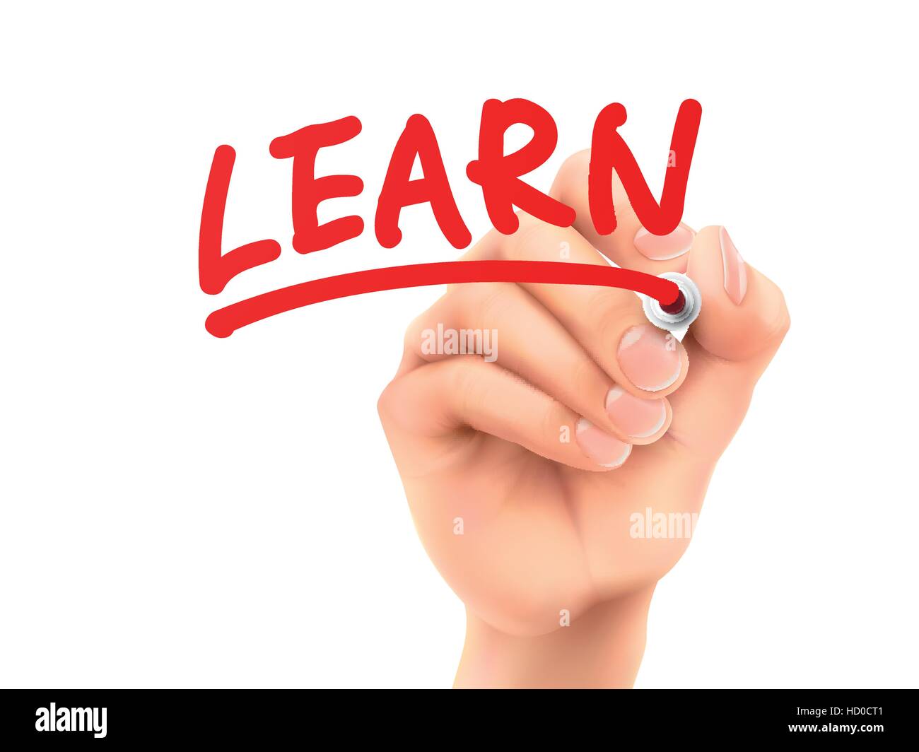 learn word written by hand on a transparent board Stock Vector Image ...