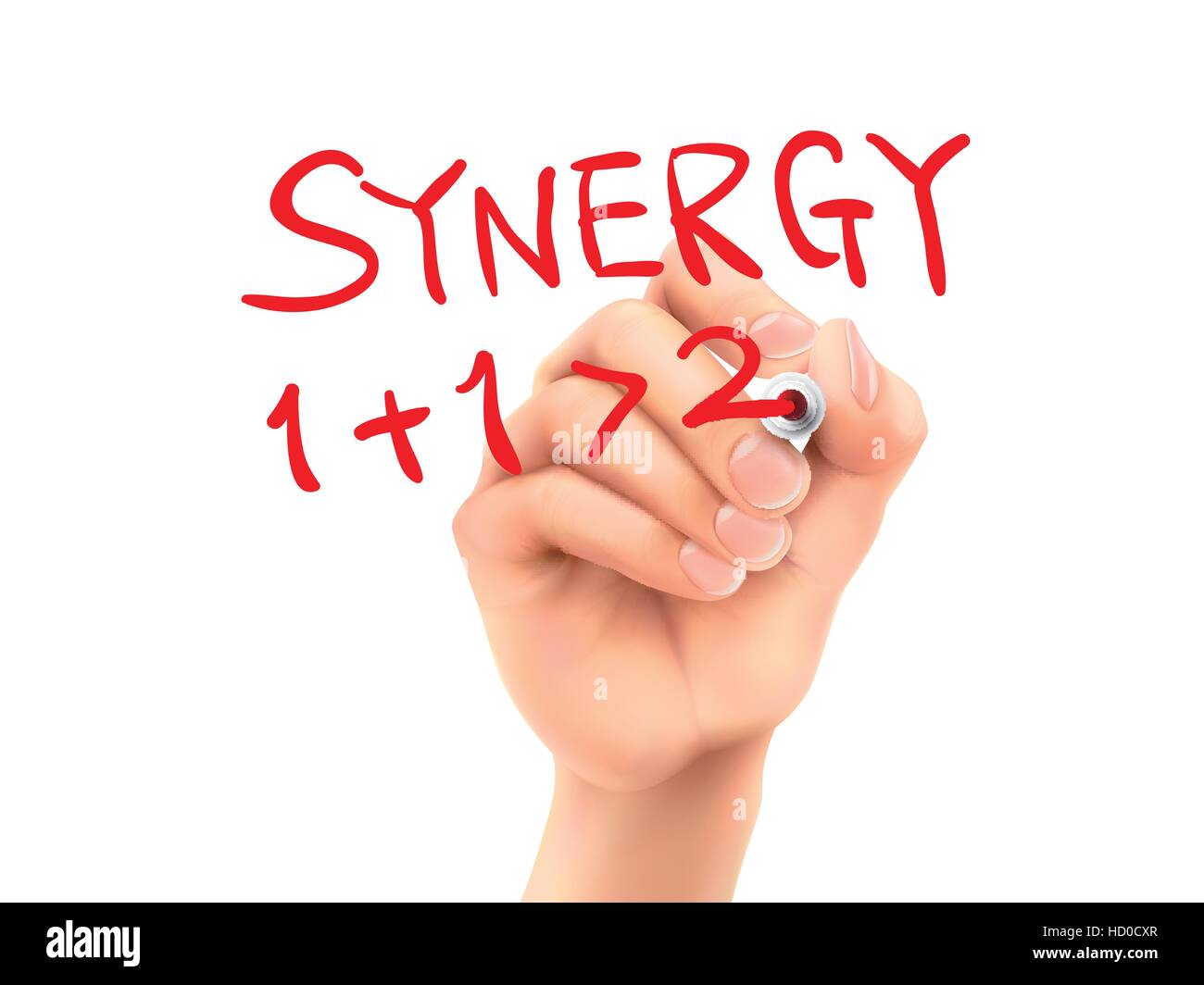 synergy word written by hand on a transparent board Stock Vector Image ...